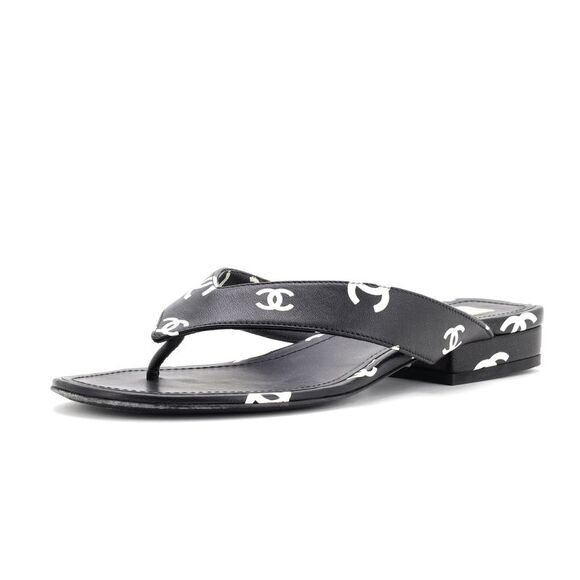 CHANEL | Shoes | Chanel Womens Cc Coco Beach Thong Sandals Printed ...